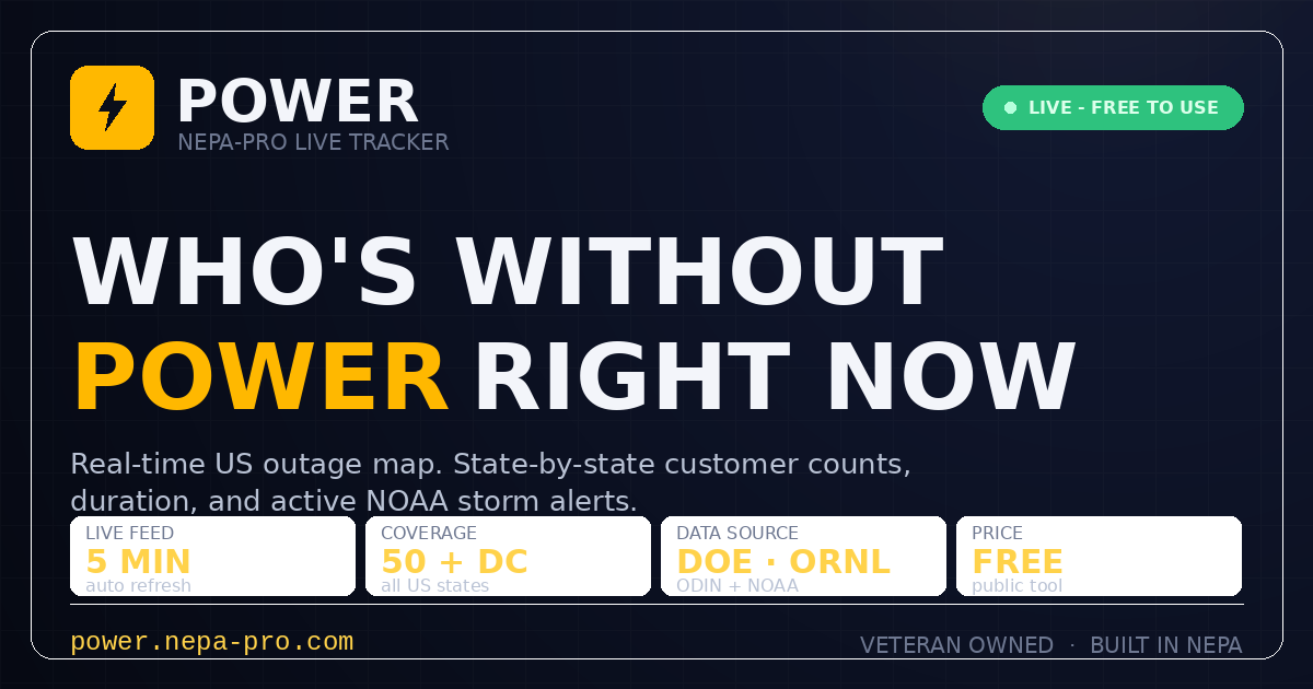 US Power Outage Tracker — Live Map, Customers Out, ETR | power.nepa-pro.com